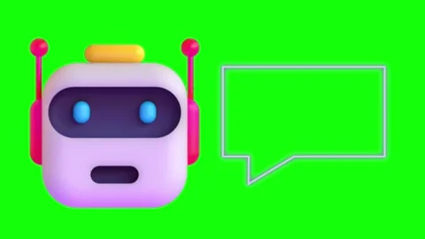 Robot emoji with empty speech bubble on ... | Stock Video | Pond5