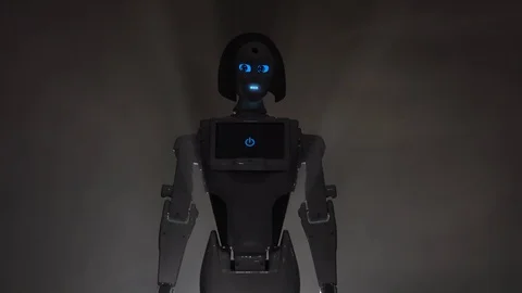 Robot hand waving goodbye . Black smoke ... | Stock Video | Pond5