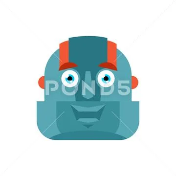 Robot happy emoji. Cyborg merry emotions. Robotic man Joyful. Vector ...