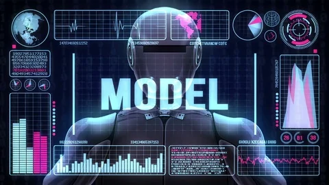 Robot includes a futuristic user interfa... | Stock Video | Pond5