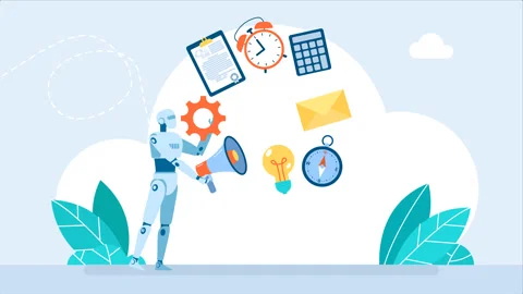 Robot performs tasks at the same time, j... | Stock Video | Pond5