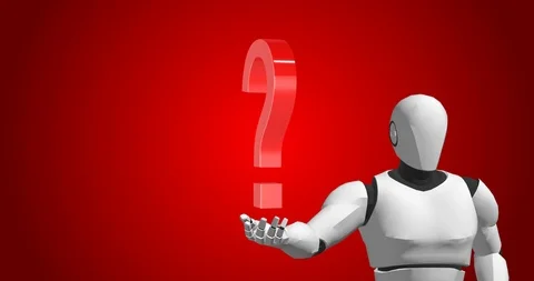 robot with question mark artificial inte... | Stock Video | Pond5