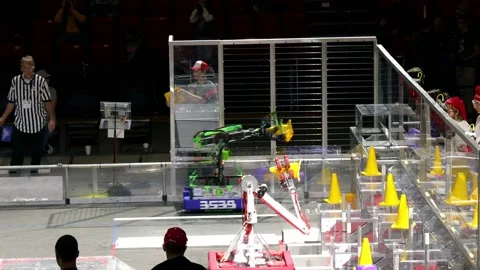 Robot racing across the field of play to... | Stock Video | Pond5