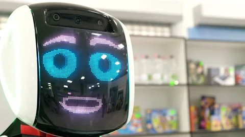 The robot shows emotions. Artificial Int... | Stock Video | Pond5