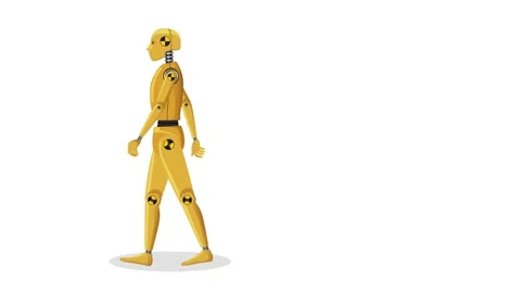 Robot Walking Animation on White and Gre... | Stock Video | Pond5
