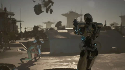 Robot War Scene In A Sci-Fi Action Film ... | Stock Video | Pond5