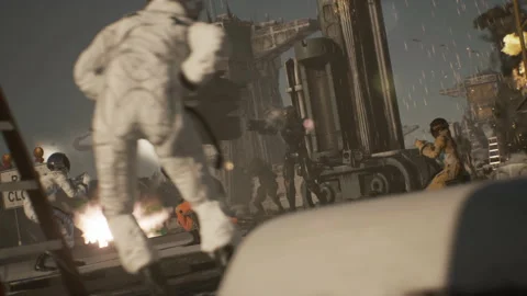 Robot War Scene In A Sci-Fi Action Film ... | Stock Video | Pond5