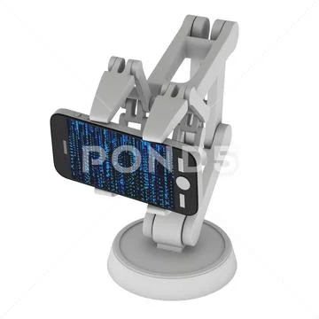 Robotic arm with binary code 3d ~ Clip Art #100640347