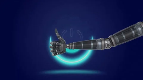 Robotic arm giving thumbs up with animat... | Stock Video | Pond5