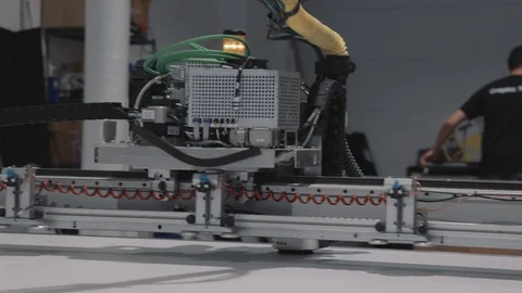 A robotic arm, moving while processing a... | Stock Video | Pond5