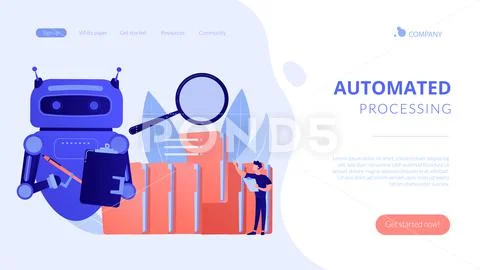 Robotic process automation concept landing page. ~ Clip Art #129916199