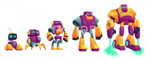 Robots evolution time line cartoon vector illustration ~ Clip Art ...