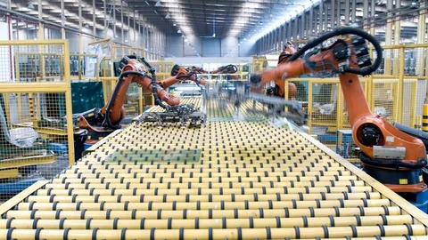 Robots Loading Glass from Production Lin... | Stock Video | Pond5