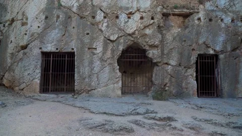 Rock Carved Prison of Socrates with Meta... | Stock Video | Pond5