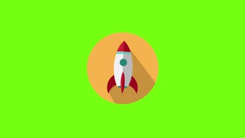 Rocket 3D Animated Icon on Green Screen ... | Stock Video | Pond5