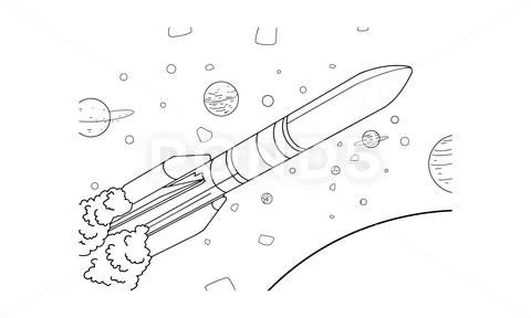 Rocket Coloring Book Space Rocket Coloring Pages Vector Images