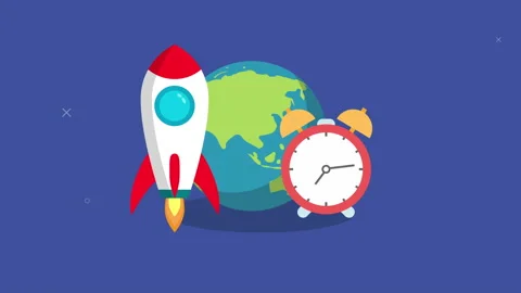 rocket with earth and alarm clock animat... | Stock Video | Pond5