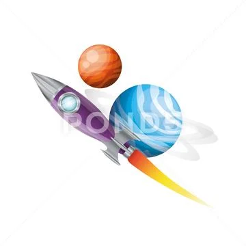 Rocket flying with planets of the solar system background: Royalty Free ...