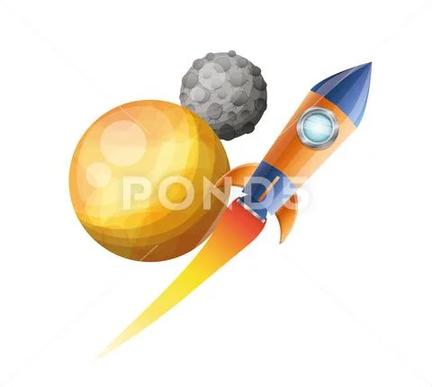Rocket flying with planets of the solar system background ~ Clip Art ...