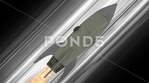 Rocket Ship Flying Through Space. Diagonal Anime Speed Lines. 3d ...
