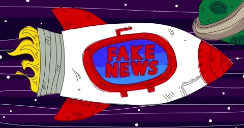Rocket in Space with Fake News text on t... | Stock Video | Pond5