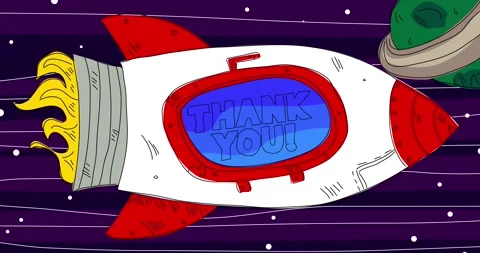 Rocket in Space with thank you text on t... | Stock Video | Pond5