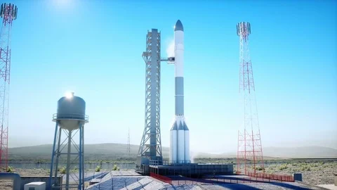 Rocket before the start animation. Space... | Stock Video | Pond5