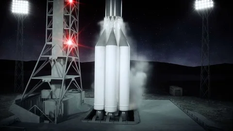 Rocket before the start animation. Space... | Stock Video | Pond5