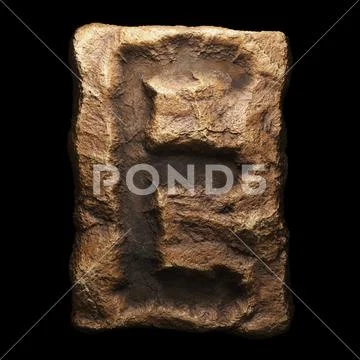 Rocky letter E. Font of stone isolated on black background. 3d ~ Clip ...