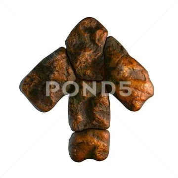 Rocky symbol up arrow. Font of stone on white background. 3d: Royalty ...