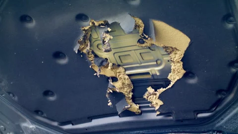 Rodents ruined the hood of the car. Pes... | Stock Video | Pond5