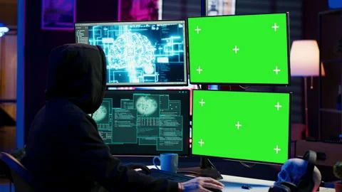 Rogue computer scientist uses AI and gre... | Stock Video | Pond5