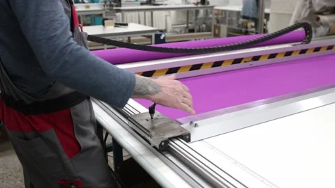 Roller blind cutting machine. The proces... | Stock Video | Pond5