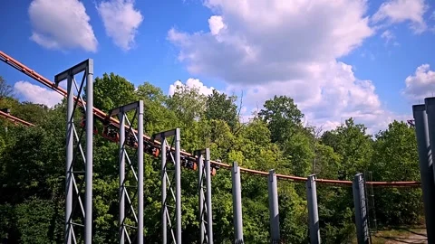 Roller Coaster First Drop, in 4K | Stock Video | Pond5