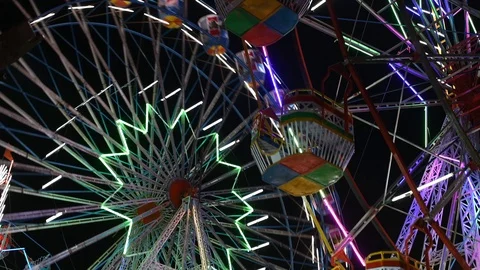 roller coaster night time festival holid... | Stock Video | Pond5