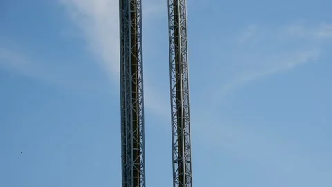 Roller Coaster Sky Tower Drop Tower Ride... | Stock Video | Pond5