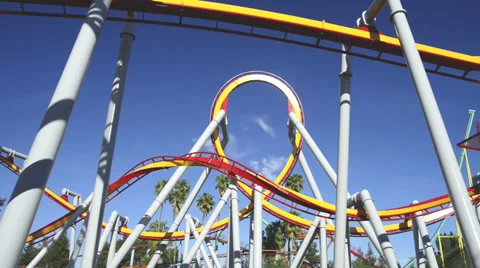 Roller Coaster with twists and turns | Stock Video | Pond5
