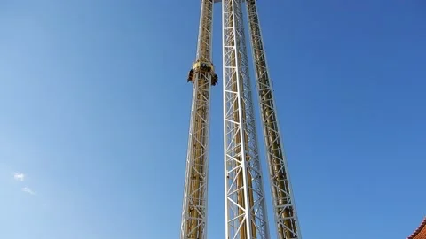 Roller Coaster Vertical Drop Sky Ride Dr... | Stock Video | Pond5