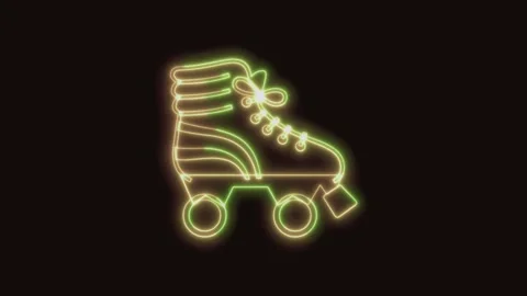 Roller Skate Icon Neon Seamless Loop 4K ... | Stock Video | Pond5