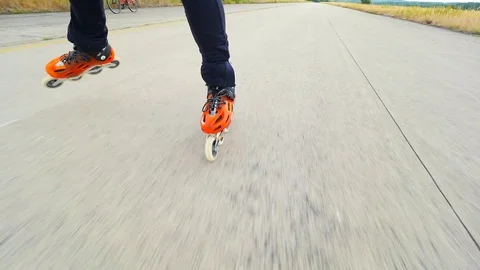The roller skates in movement. Training ... | Stock Video | Pond5