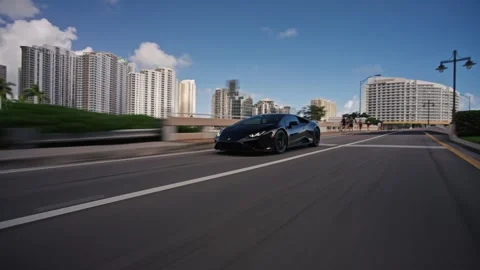 Rolling shot of black Lamborghini Huraca... | Stock Video | Pond5
