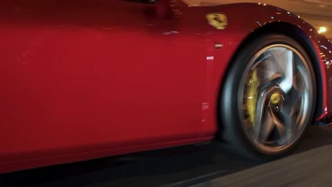 Rolling shot of Red Ferrari F8 Tributo s... | Stock Video | Pond5