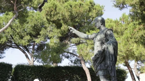 Roman Emperor Statue with Pointing Finge... | Stock Video | Pond5