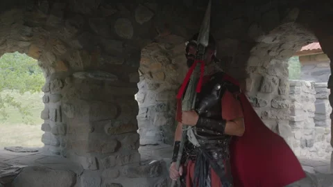 Roman soldier guarding in the watchtower... | Stock Video | Pond5