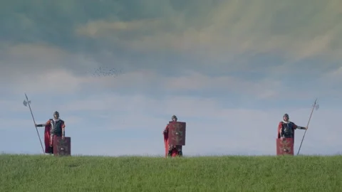 Roman soldiers guarding a land border | Stock Video | Pond5