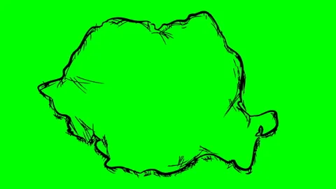 Romania drawing outline map green screen... | Stock Video | Pond5