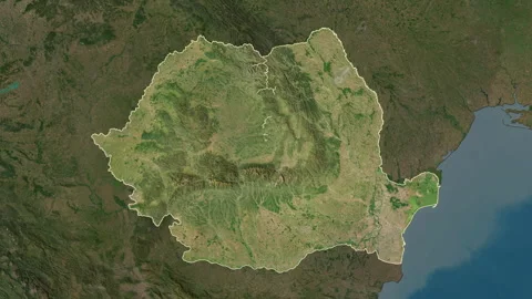 Romania map - zoom. Regions. Satellite. | Stock Video | Pond5