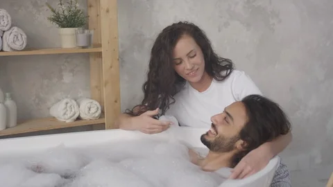 Romantic Couple Enjoying Bath Time Toget... | Stock Video | Pond5