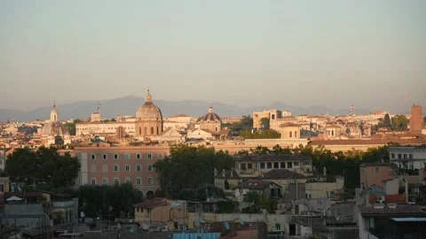 Rome landscape at golden hour from the t... | Stock Video | Pond5