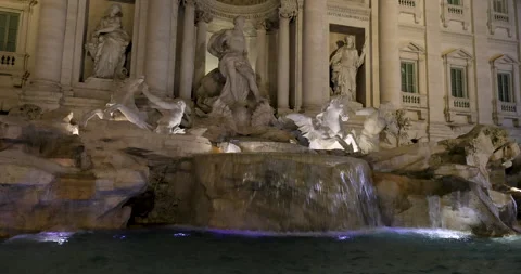 Rome Trevi Fountain dark night time 4K | Stock Video | Pond5
